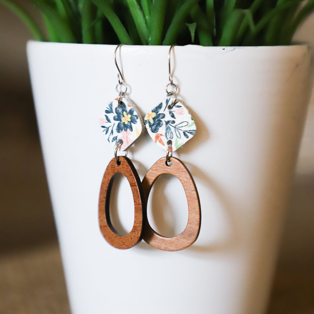 Floral Wood Hoop Earrings – Shop Artsy Chicks Rule